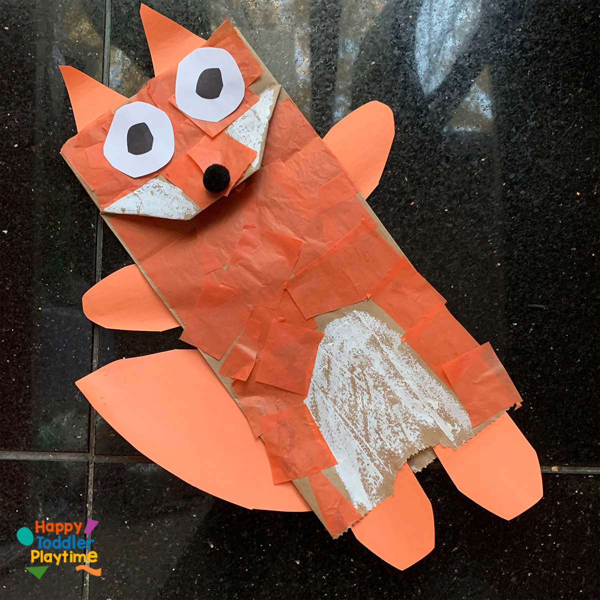 Paper Bag Fox Puppet Craft - Happy Toddler Playtime