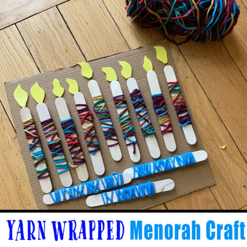 Yarn Wrapped Menorah Craft for Kids - Happy Toddler Playtime