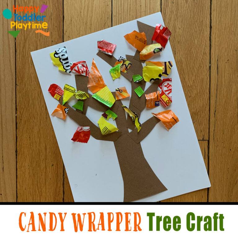 Halloween Candy Wrapper Fall Tree Craft - Happy Toddler Playtime