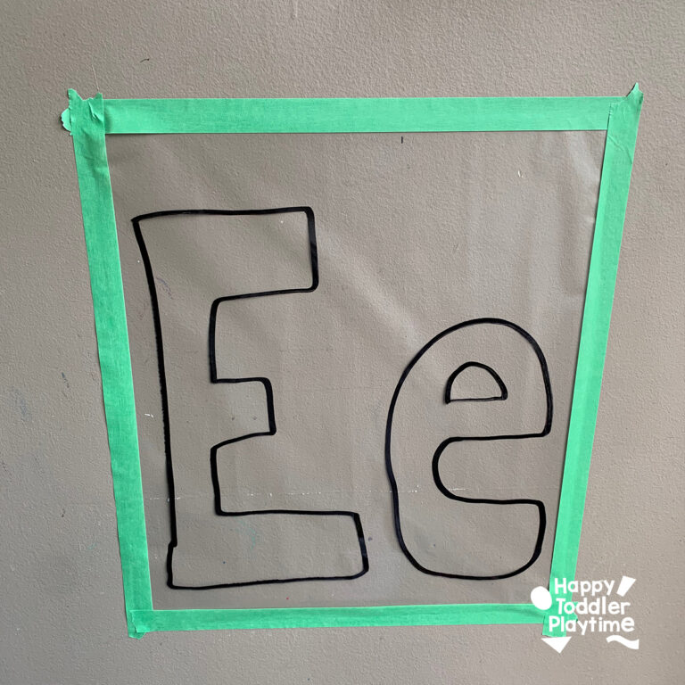 Letter E Sticky Wall Craft - Happy Toddler Playtime