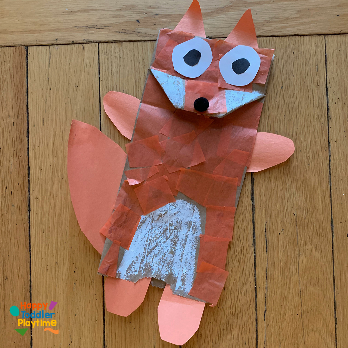 Paper Bag Fox Puppet Craft - Happy Toddler Playtime