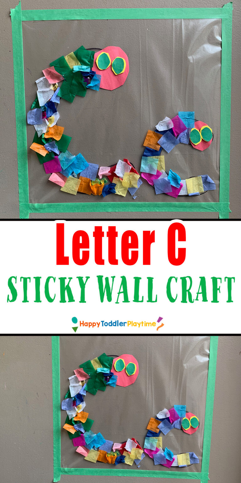 Letter C Sticky Wall Craft - Happy Toddler Playtime