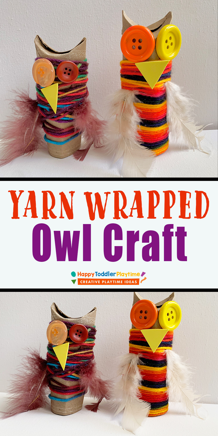 Yarn Wrapped Owl Craft - Happy Toddler Playtime