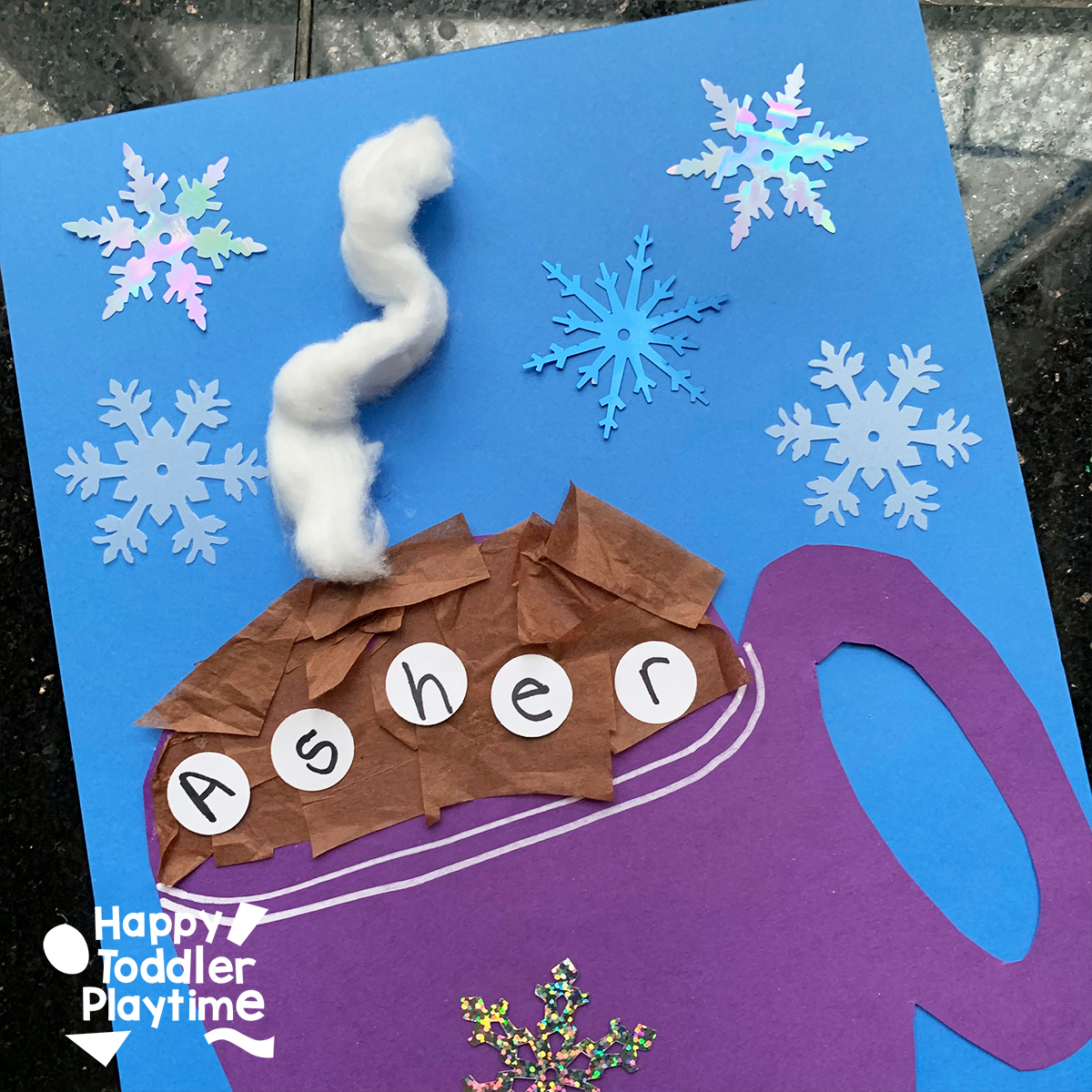 Hot Chocolate Name Craft for Preschoolers - Happy Toddler Playtime
