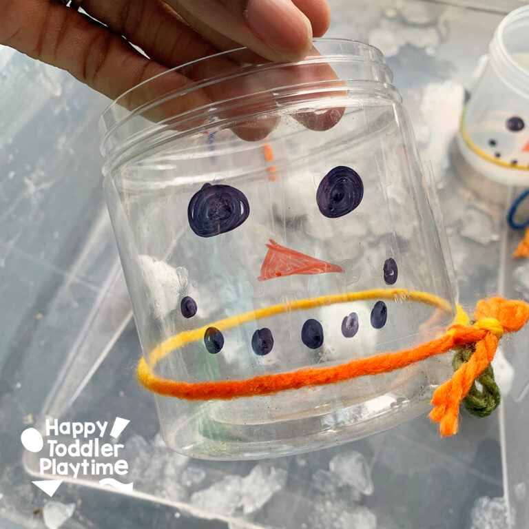 Snowman Sensory Bin: Winter Activity for Toddlers - Happy Toddler Playtime