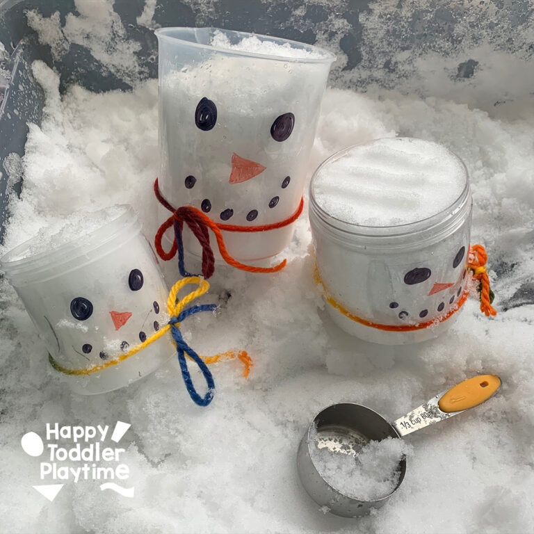 Snowman Sensory Bin: Winter Activity for Toddlers - Happy Toddler Playtime