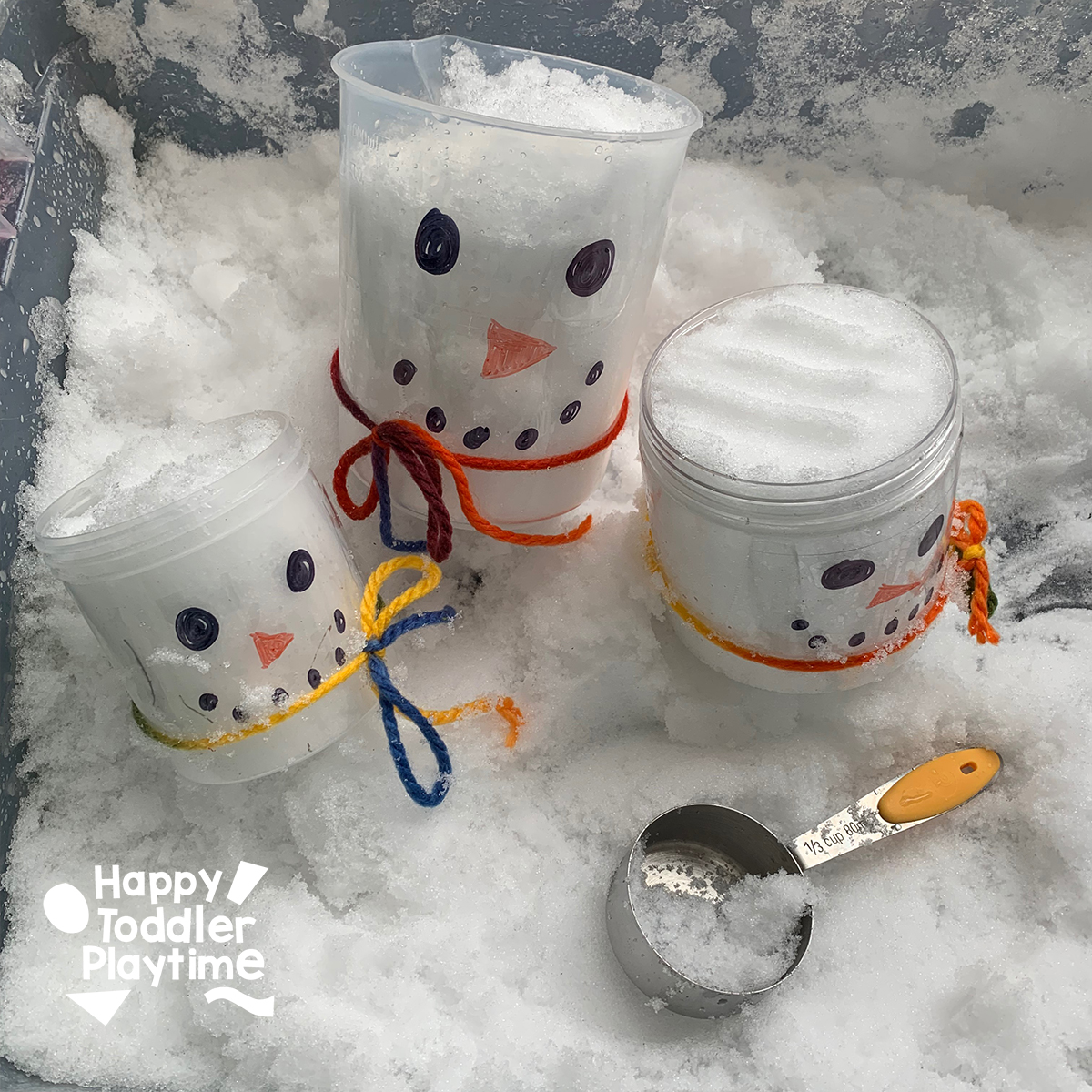 Snowman Sensory Bin: Winter Activity for Toddlers - Happy Toddler Playtime