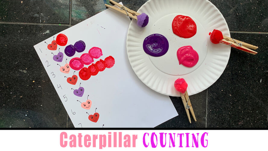 Pom Pom Caterpillar Counting for Valentine's Day - Happy Toddler Playtime