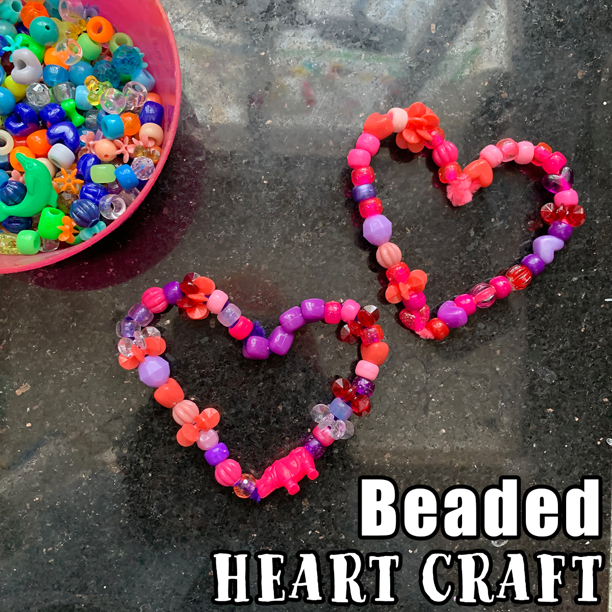 Beaded Heart Craft - Happy Toddler Playtime