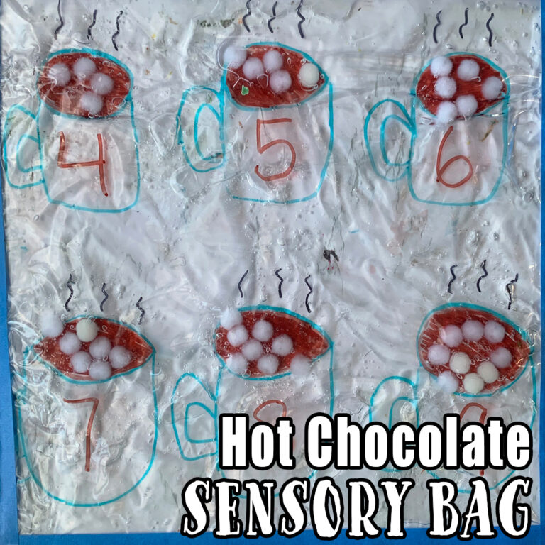 Hot Chocolate Counting Sensory Bag - Happy Toddler Playtime