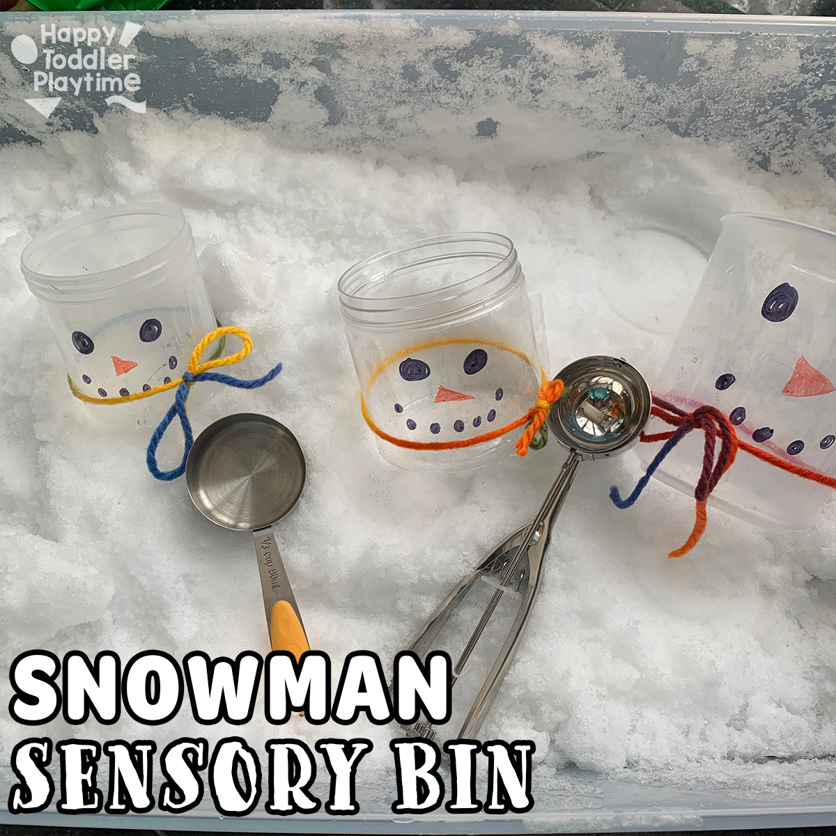 Snowman Sensory Bin: Winter Activity for Toddlers - Happy Toddler Playtime