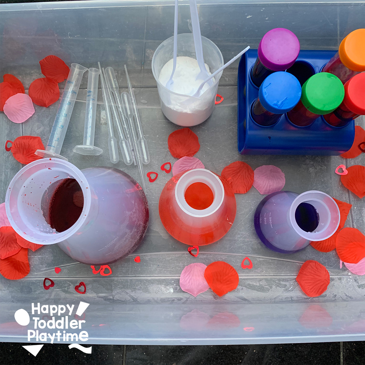 Love Potions Sensory Bin: Valentine's Day STEM - Happy Toddler Playtime