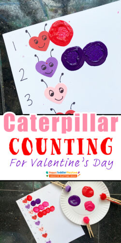 Pom Pom Caterpillar Counting for Valentine's Day - Happy Toddler Playtime