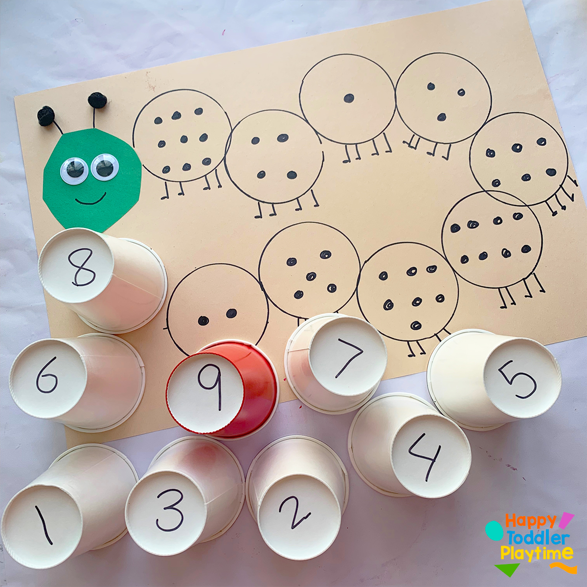 Caterpillar Number Match for Preschoolers - Happy Toddler Playtime