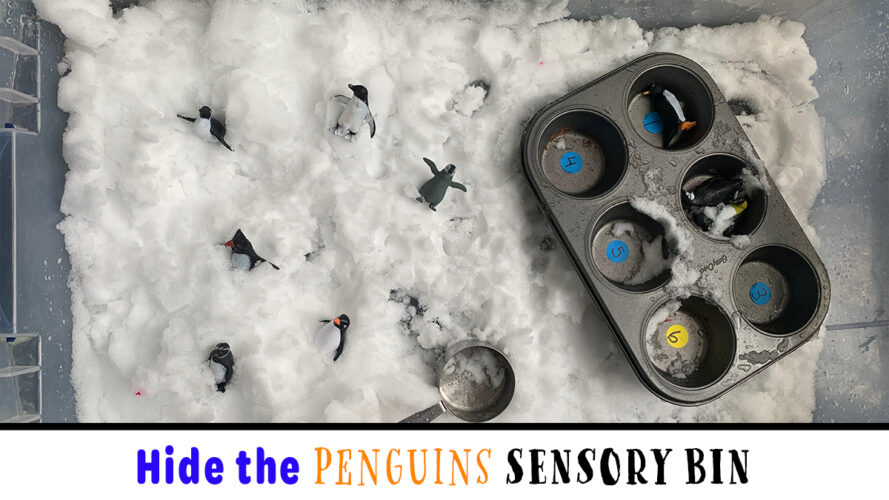 Hide the Penguins Sensory Bin - Happy Toddler Playtime