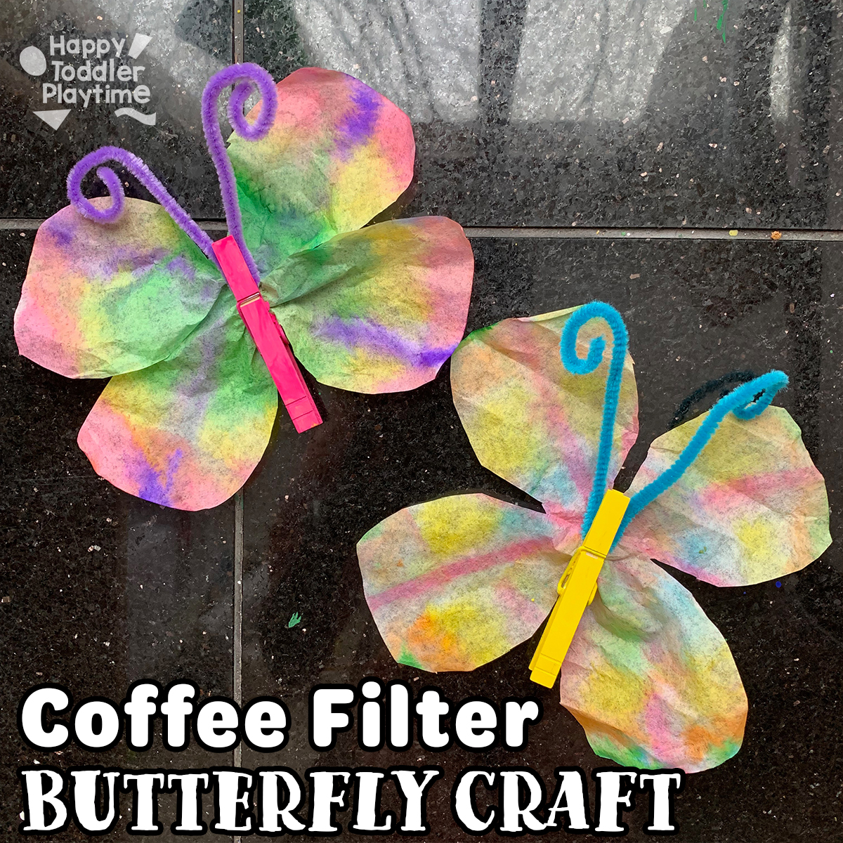 Easy Coffee Filter Butterfly Craft for Kids - Happy Toddler Playtime