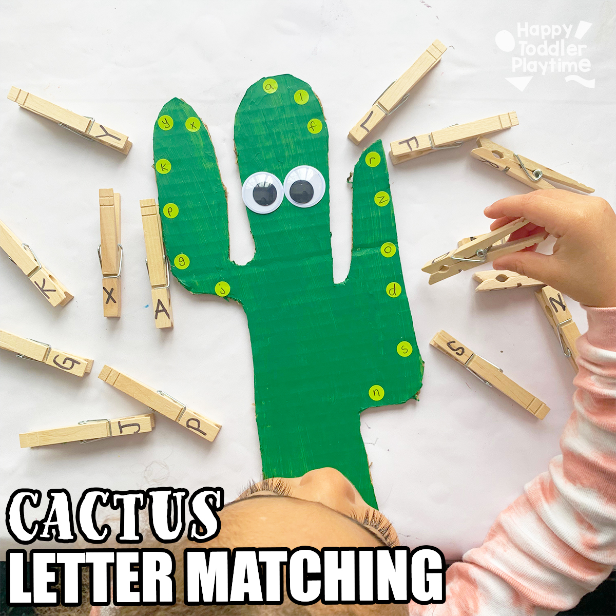 Cactus Letter Matching & Fine Motor Activity - Happy Toddler Playtime