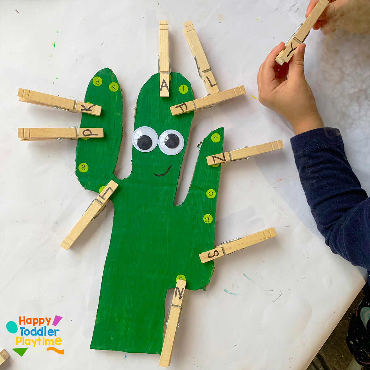 Cactus Letter Matching & Fine Motor Activity - Happy Toddler Playtime