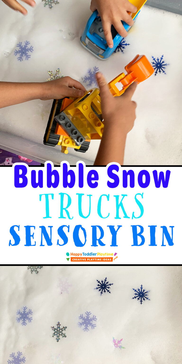 Bubble Foam Snow Sensory Bin for Winter - Happy Toddler Playtime