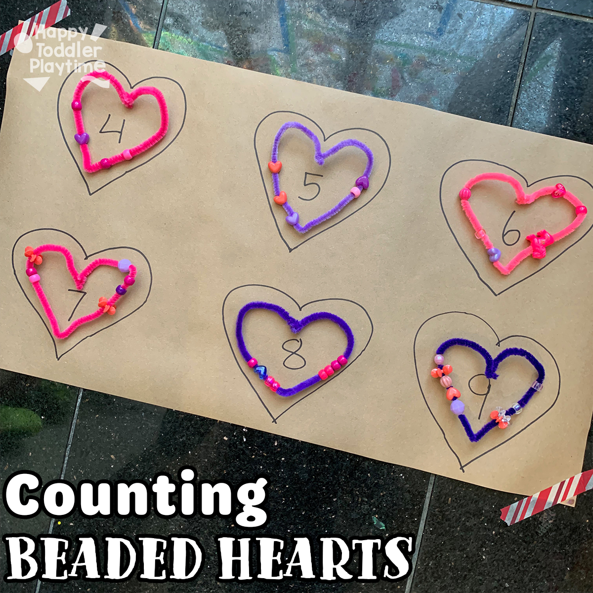 Counting Beaded Hearts Activity for Valentine's Day - Happy Toddler ...
