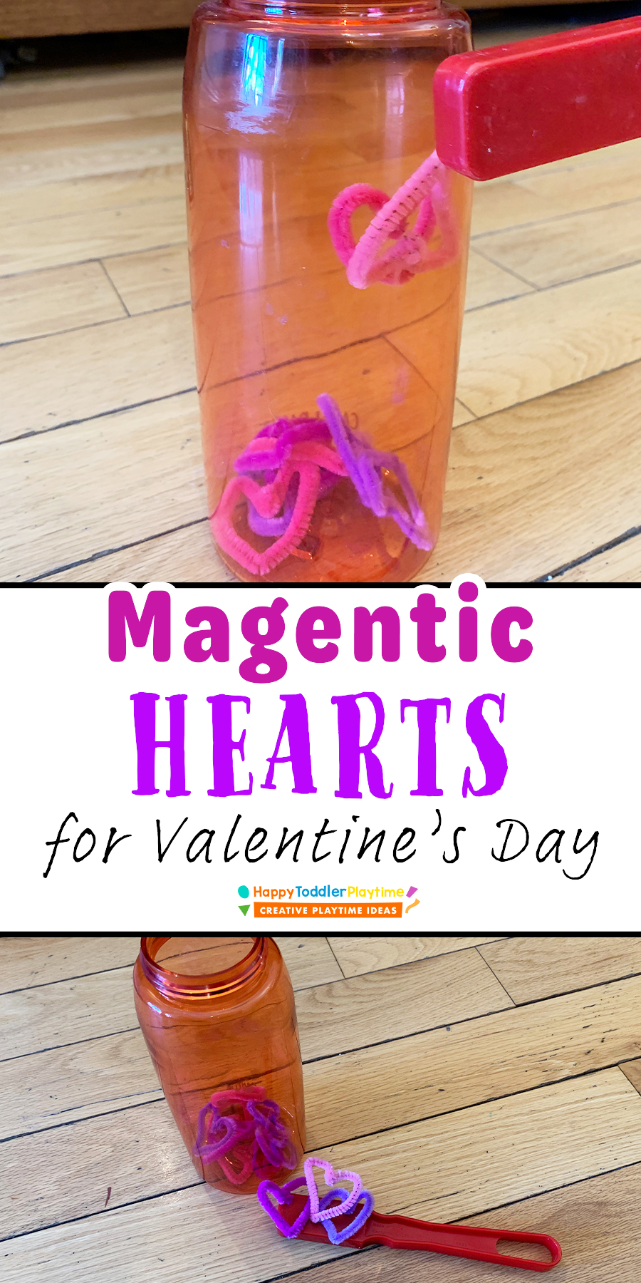Magnetic Hearts Activity for Valentine's Day - Happy Toddler Playtime