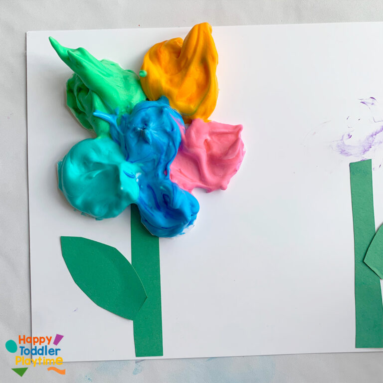 Puffy Paint Flowers Craft for Spring - Happy Toddler Playtime