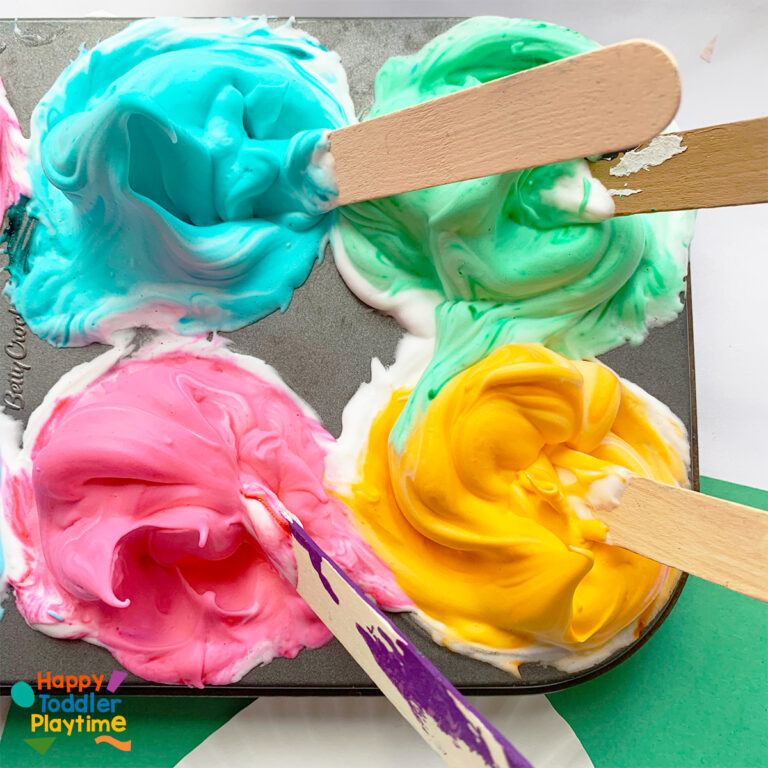 Puffy Paint Flowers Craft for Spring - Happy Toddler Playtime