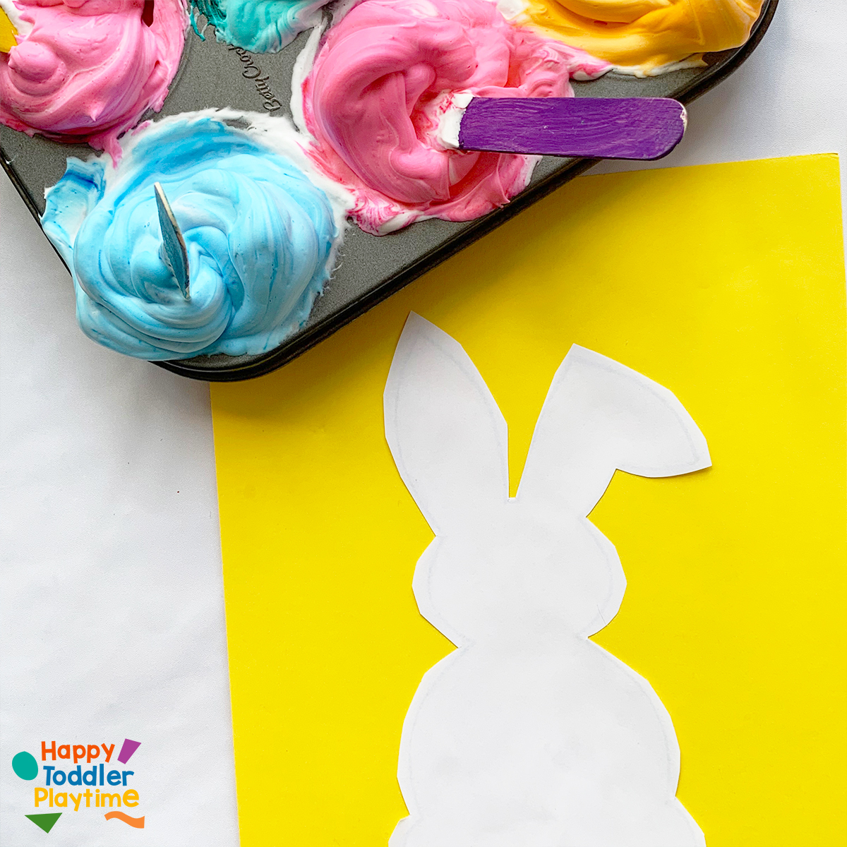 Fluffy Puffy Paint Easter Bunny Craft for Kids - Happy Toddler Playtime