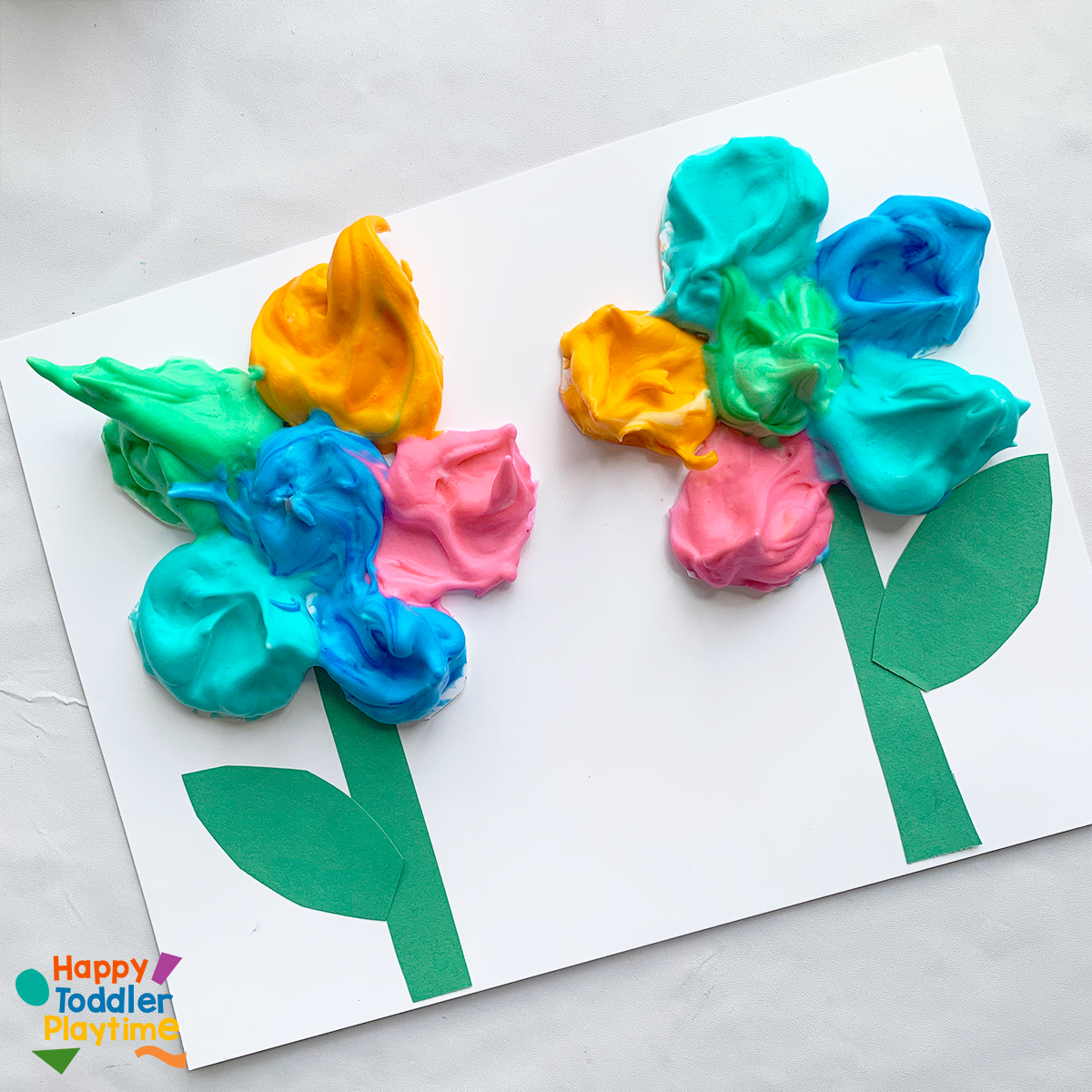 Puffy Paint Flowers Craft for Spring - Happy Toddler Playtime