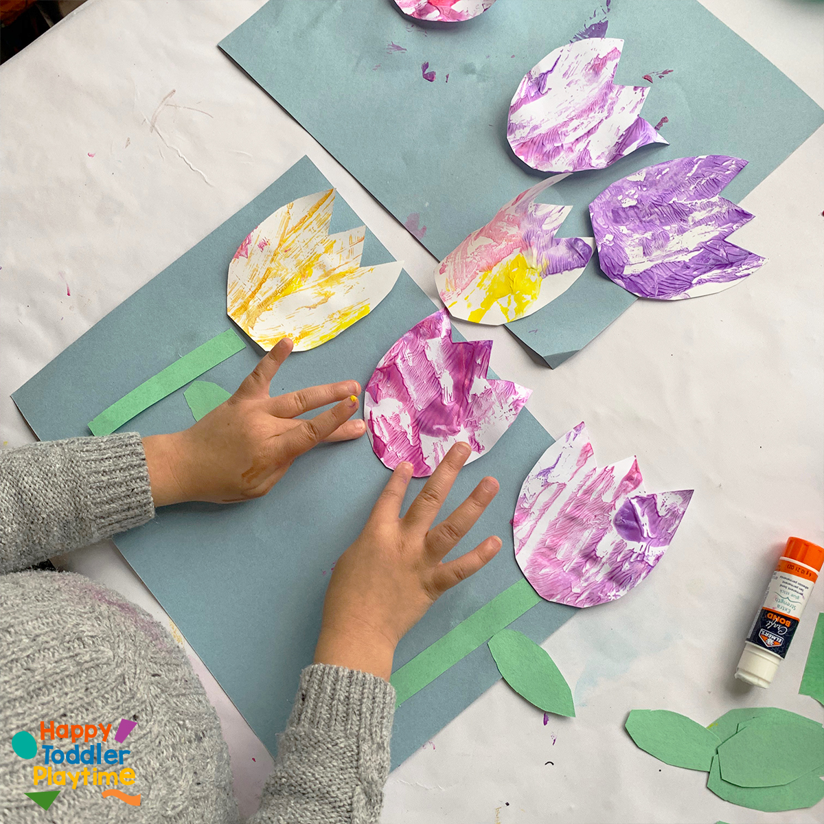 Easy Foil Printed Tulip Craft for Spring - Happy Toddler Playtime