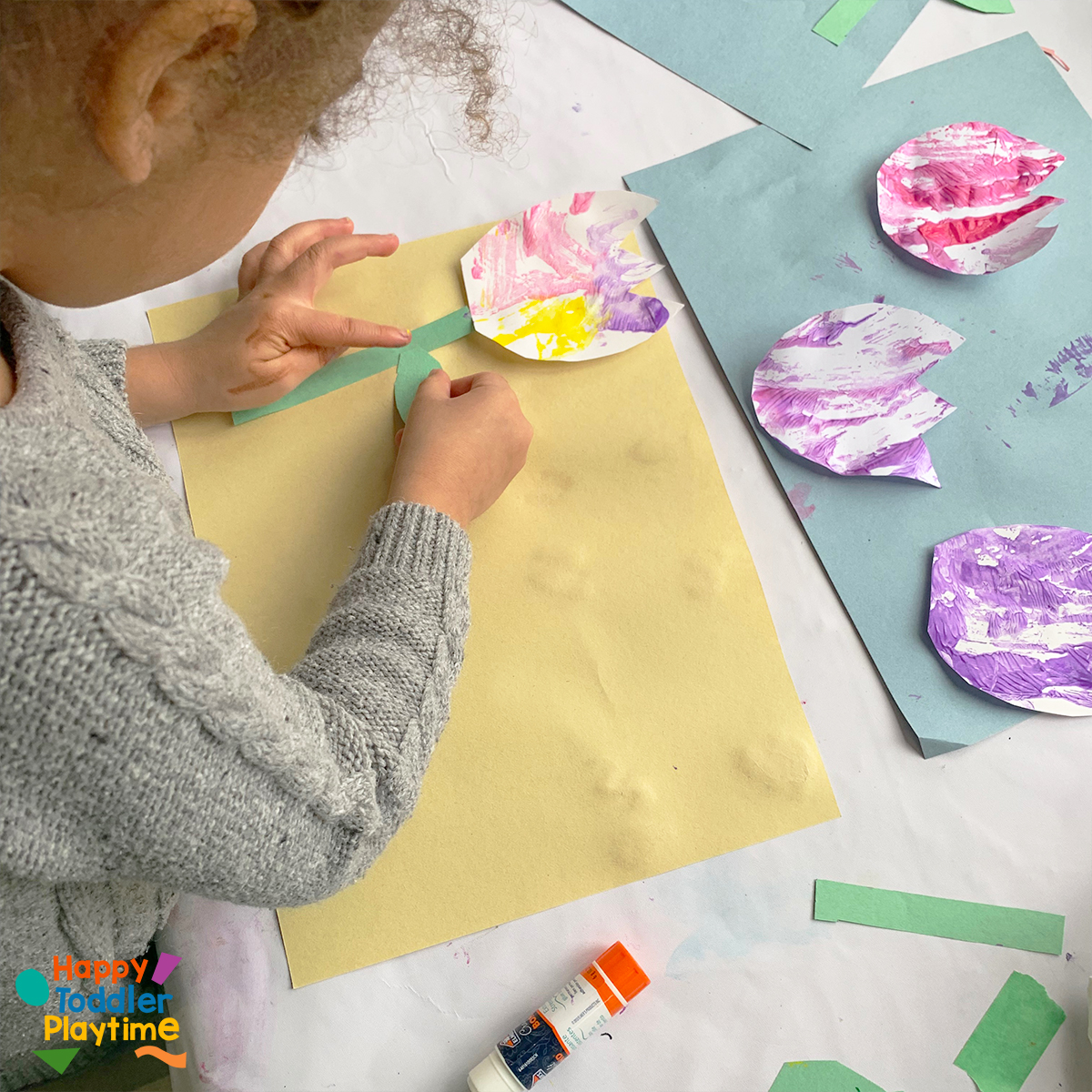 Easy Foil Printed Tulip Craft for Spring - Happy Toddler Playtime