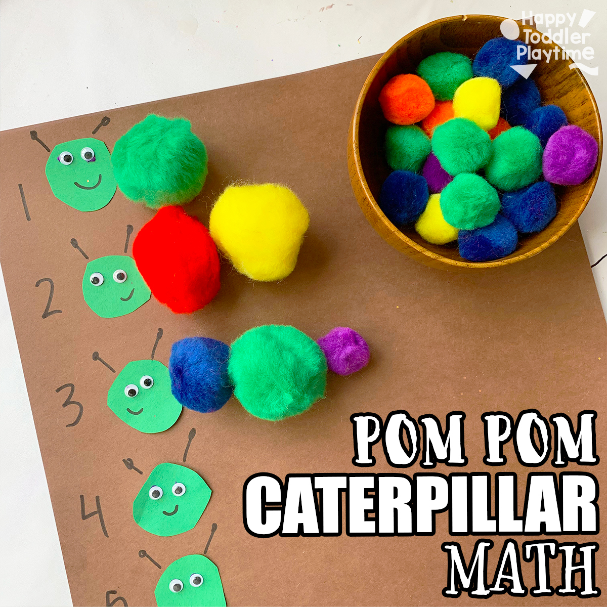 Caterpillar Pom Pom Counting: Easy Toddler Math - Happy Toddler Playtime