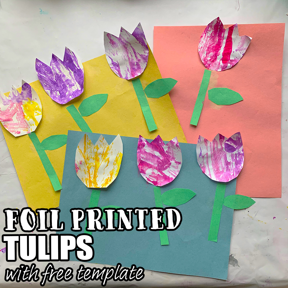 Easy Foil Printed Tulip Craft for Spring - Happy Toddler Playtime