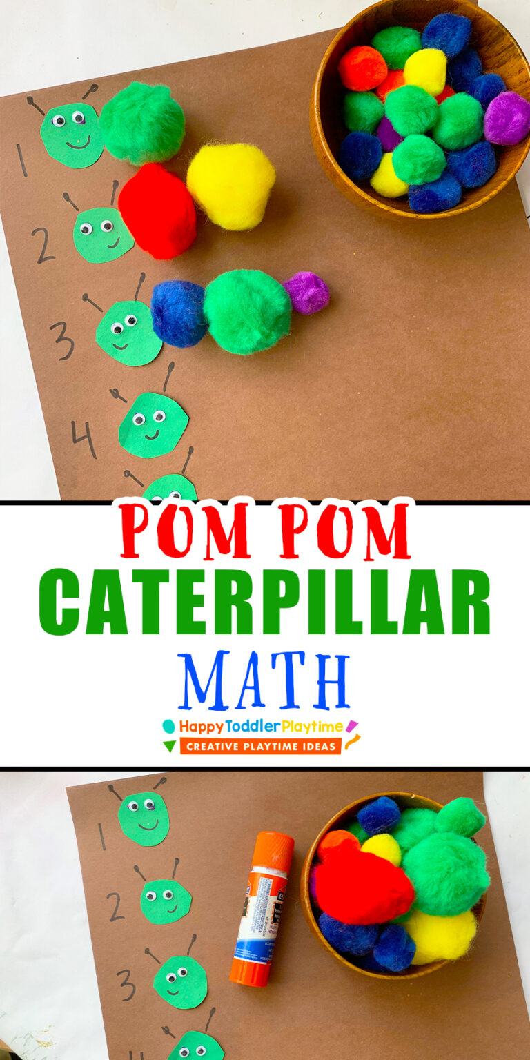 Caterpillar Pom Pom Counting: Easy Toddler Math - Happy Toddler Playtime