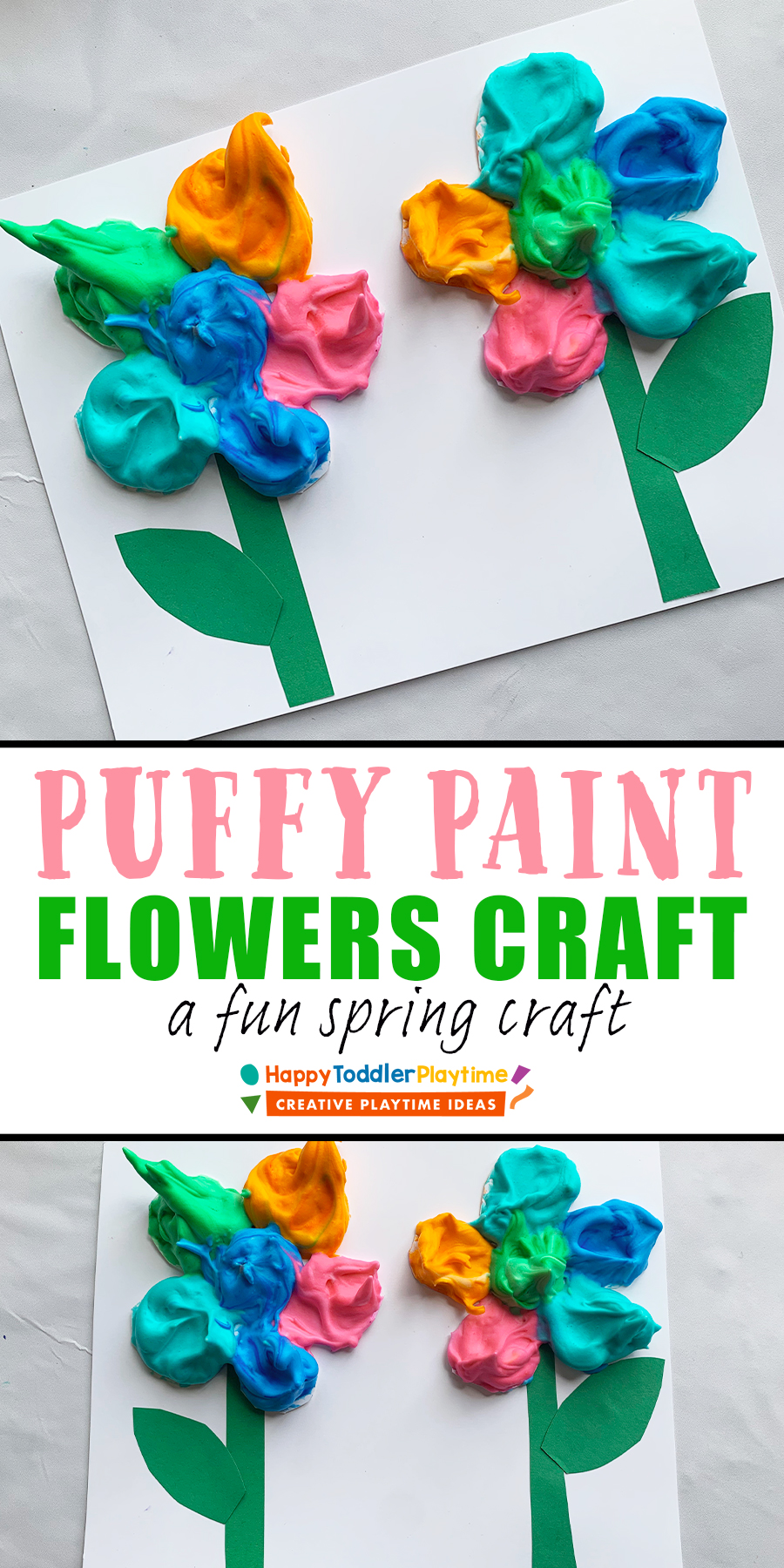 Puffy Paint Flowers Craft for Spring - Happy Toddler Playtime