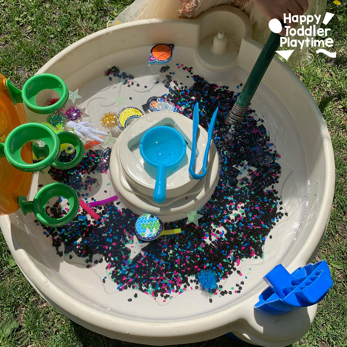 Super Easy Outer Space Water Table Activity - Happy Toddler Playtime