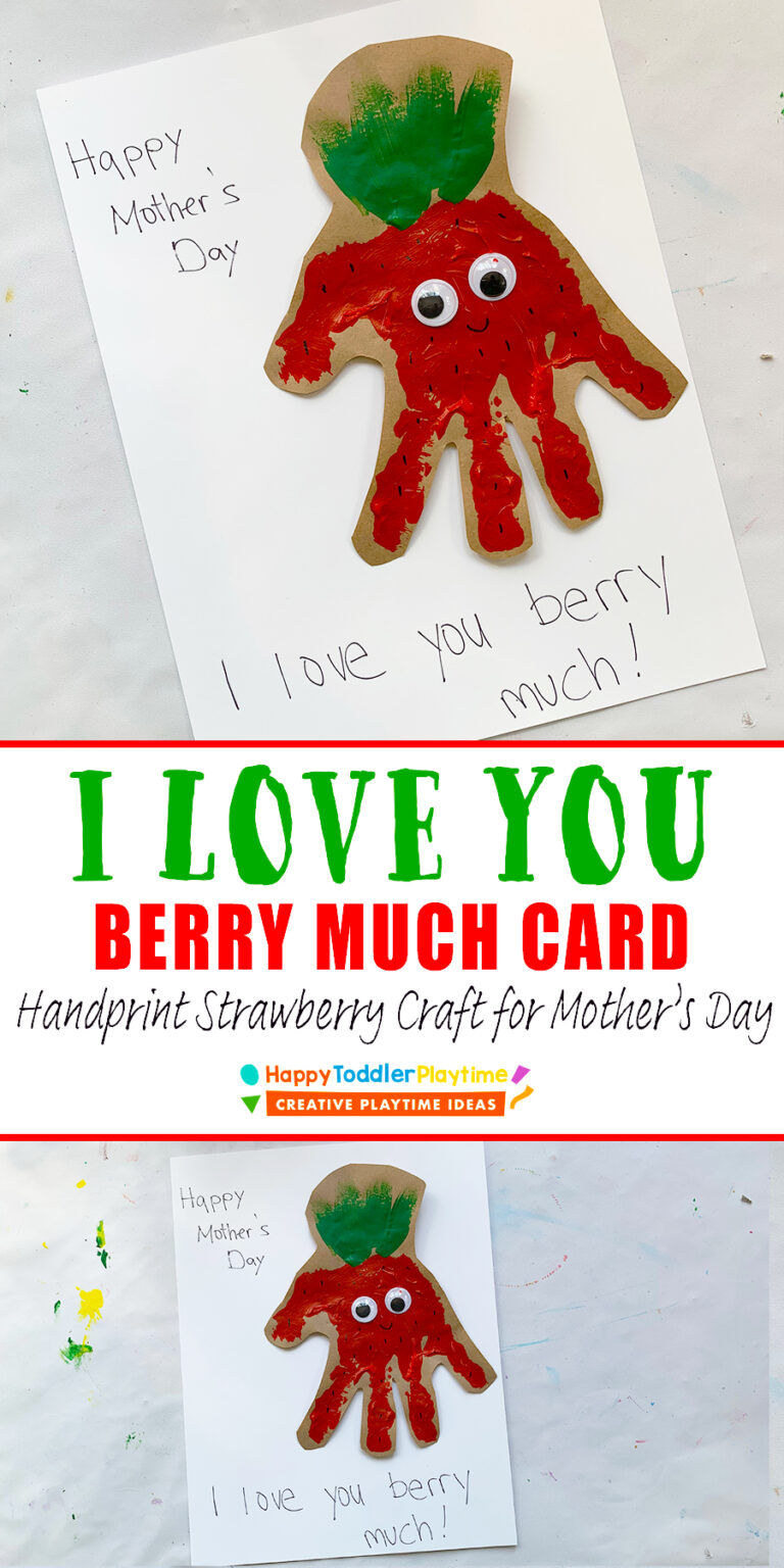 Handprint Strawberry Craft for Mother's Day - Happy Toddler Playtime