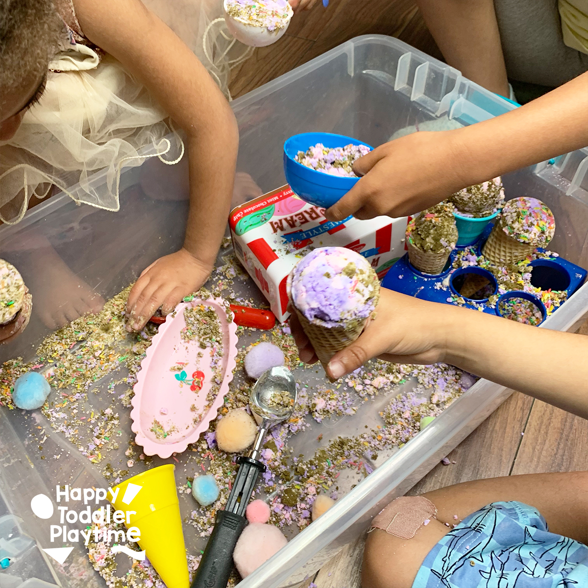 Awesome Fizzy Ice Cream Shop Sensory Bin - Happy Toddler Playtime