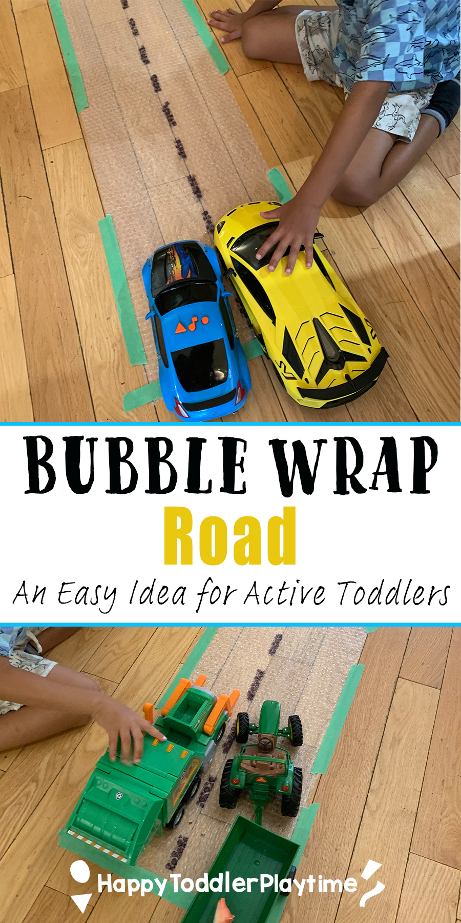 How to Make A Bubble Wrap Road - Happy Toddler Playtime