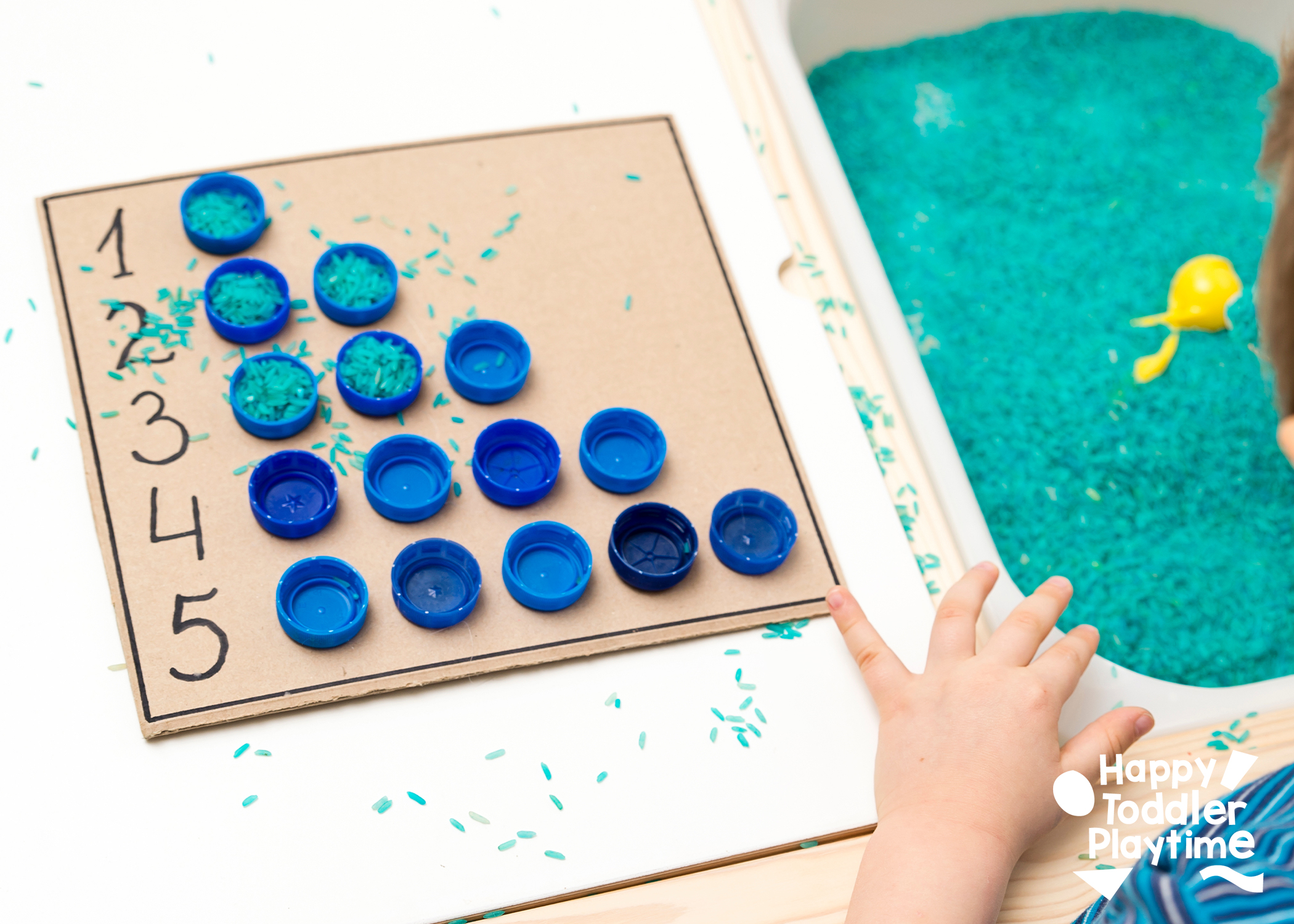 Bottle Cap Counting Board - Happy Toddler Playtime