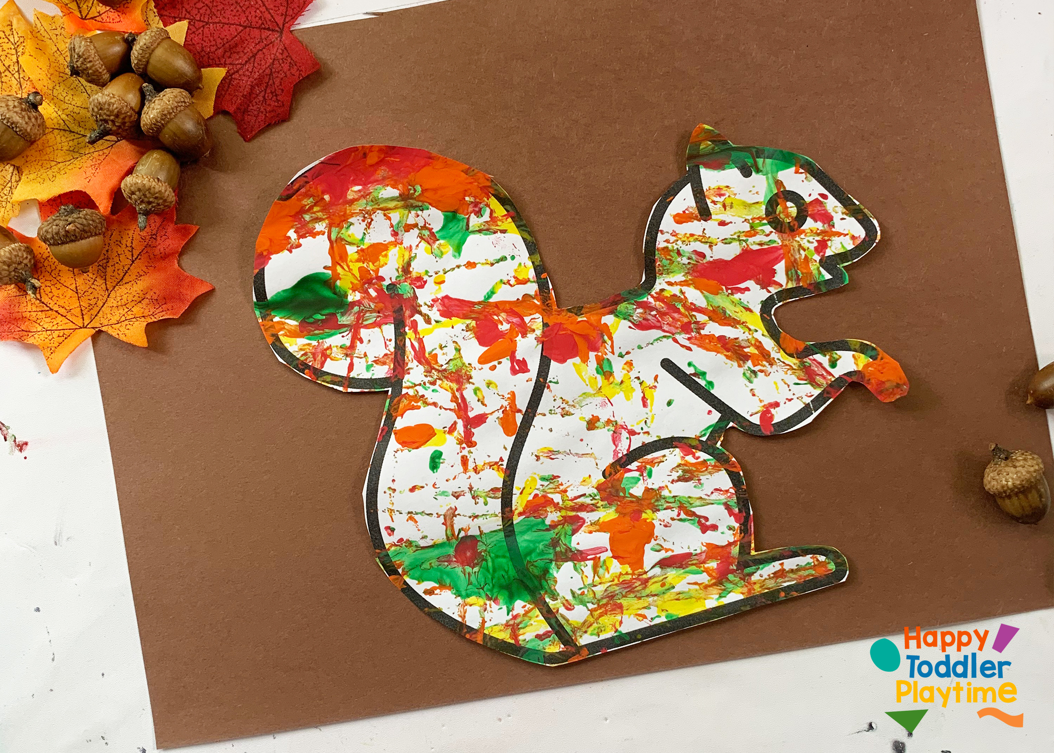 Acorn Painted Squirrel Craft with Free Template - Happy Toddler Playtime
