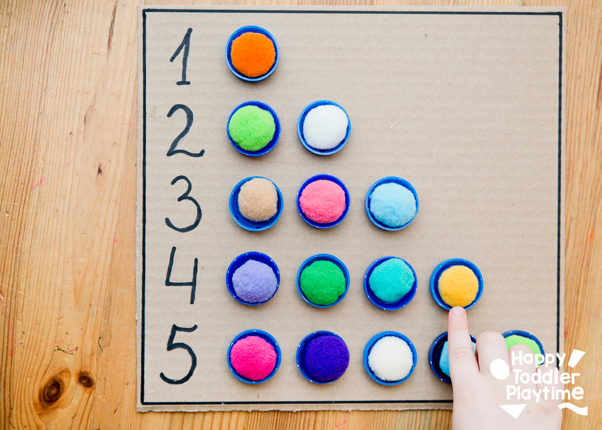 Bottle Cap Counting Board - Happy Toddler Playtime