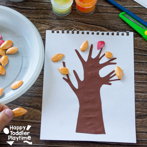 Pumpkin Seed Fall Tree Craft - Happy Toddler Playtime