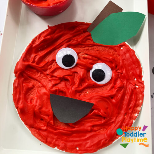 Puffy Paint Apple Craft for kids - Happy Toddler Playtime