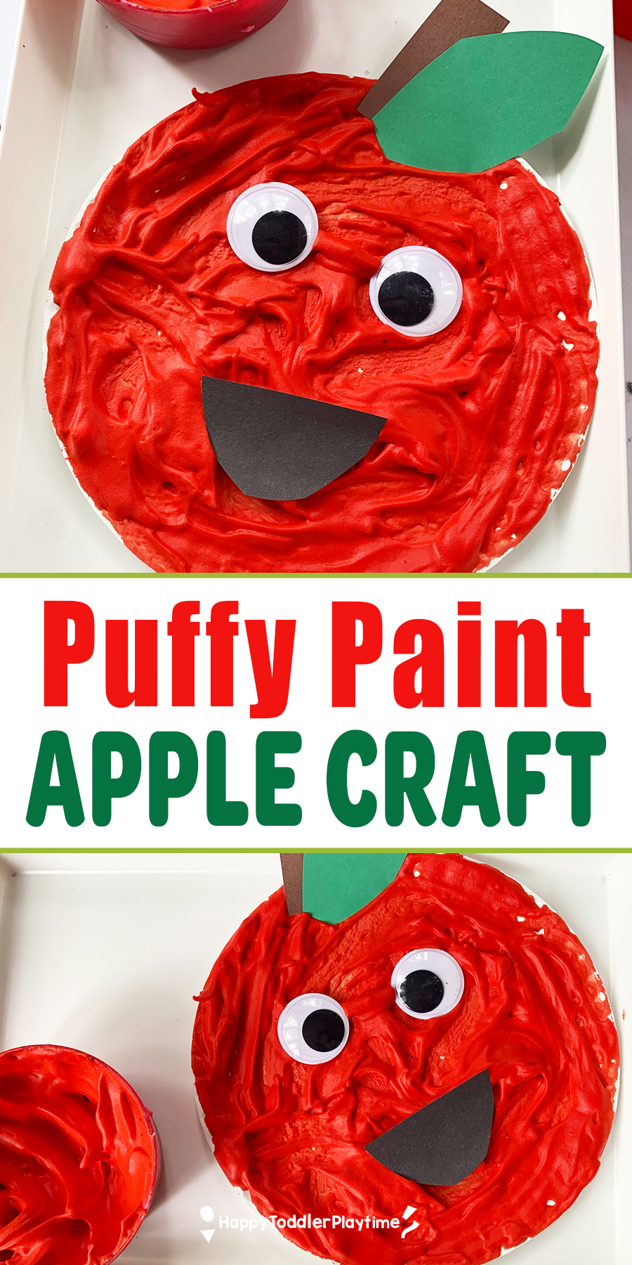 Puffy Paint Apple Craft for kids - Happy Toddler Playtime