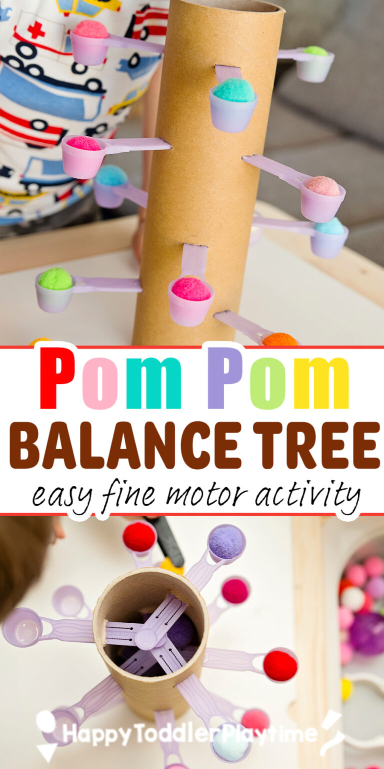 Easy Pom Pom Balance Tree: A Fine Motor Activity - Happy Toddler Playtime