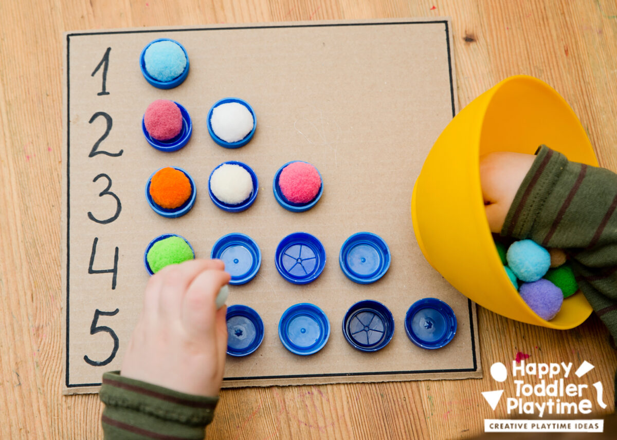 Bottle Cap Counting Board - Happy Toddler Playtime