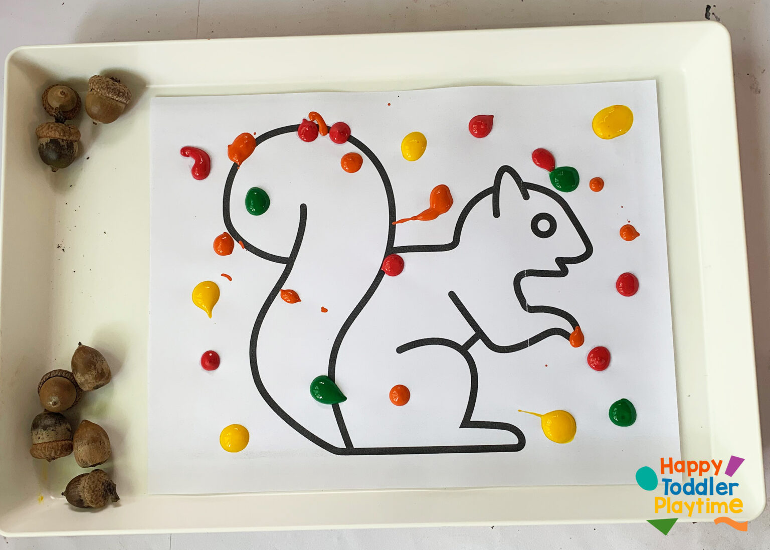 Acorn Painted Squirrel Craft with Free Template - Happy Toddler Playtime