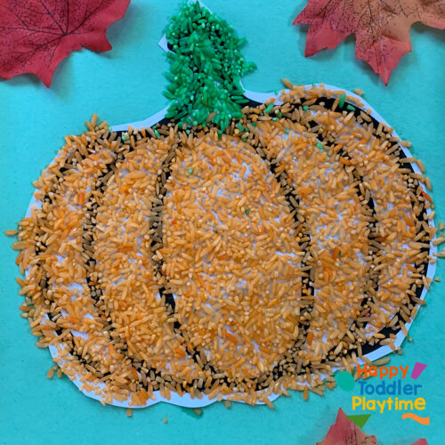 Rice Pumpkin Craft for Kids - Happy Toddler Playtime