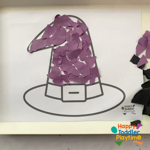 Torn Paper Witch Hat Craft with free printable - Happy Toddler Playtime